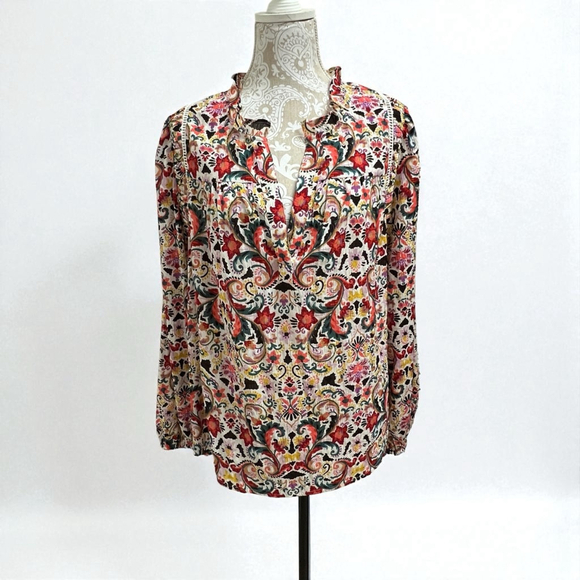LOFT | Tops | Loft Blouse Floral Paisley Print Peasant Top Long Sleeve ...